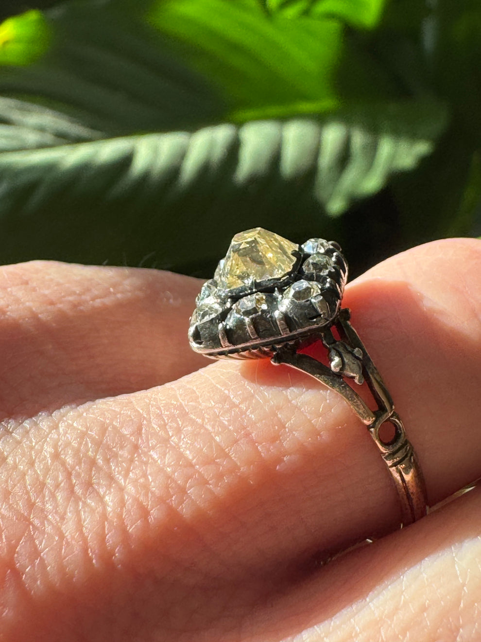 Georgian Peruzzi Cut Yellow Diamond Surround Ring – Estate Jewelry Mama