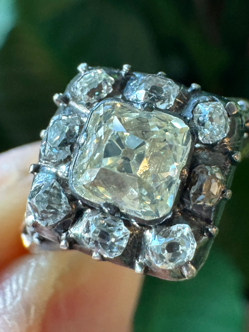 Georgian Peruzzi Cut Yellow Diamond Surround Ring – Estate Jewelry Mama